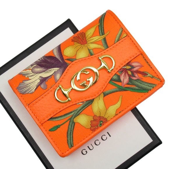 Gucci | Bags | Gucci Bifold Wallet Flora Leather Neon Orange | Poshmark